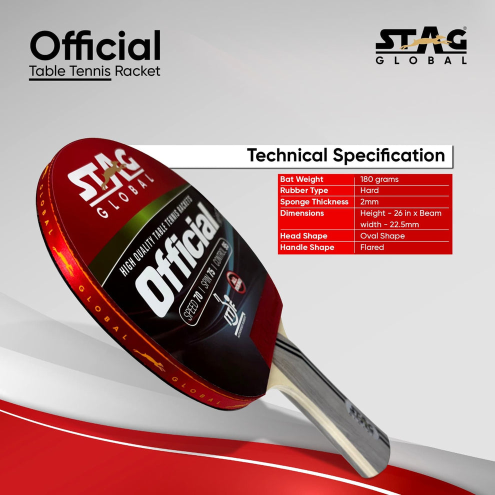 STAG GLOBAL Official Table Tennis Racket | ITTF Approved Rubber | Prof ...